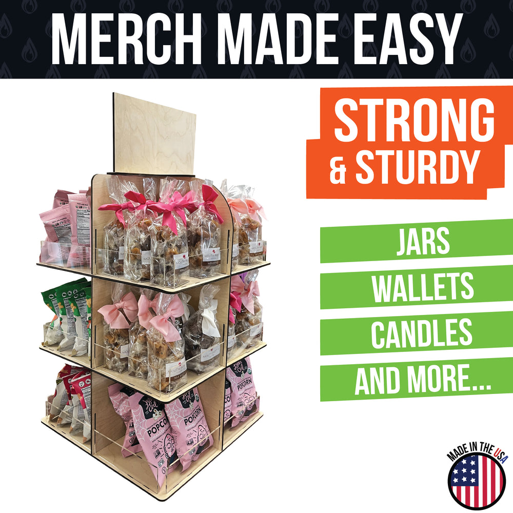 4-Sided Multi Bin Rotating Display Stand - Great for Snacks, Candy Pro ...
