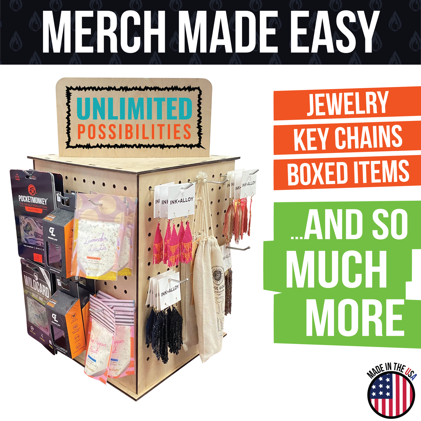 4 Sided Rotating Pegboard Display - Great for Peg Board Hooks or Bins ...